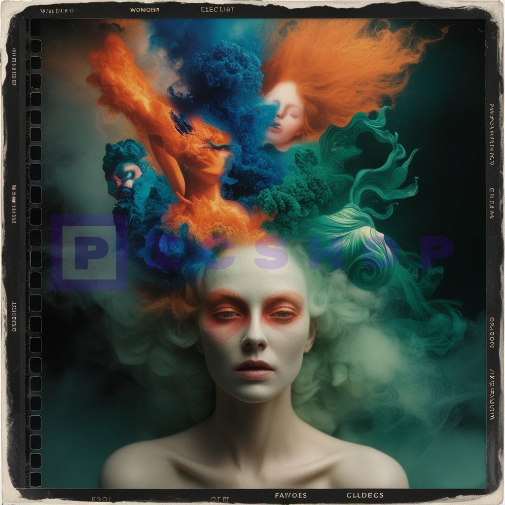 Surreal Portrait with Fiery and Ethereal Elements - picshopai.com
